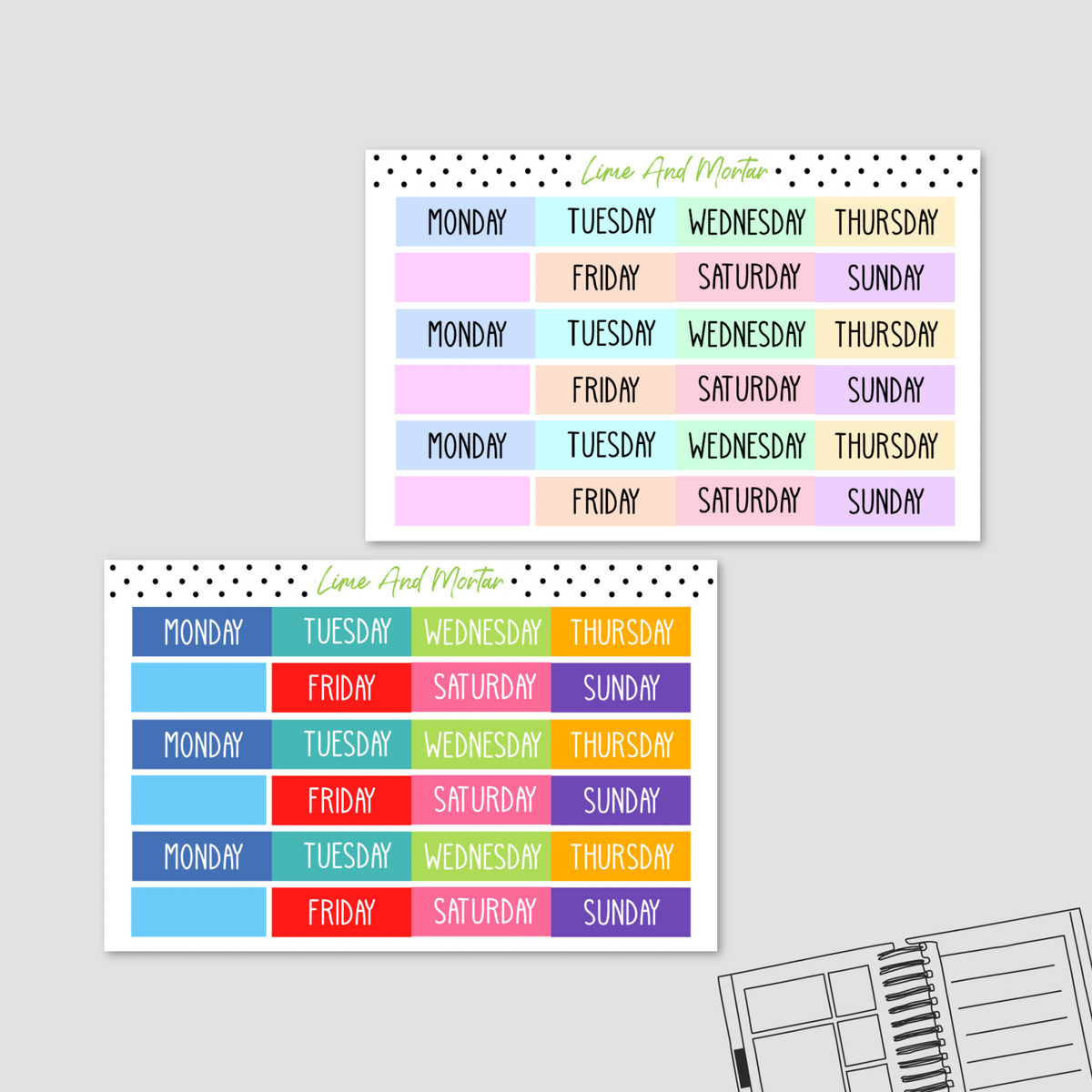 Monthly Day Strips | Many Colours – Lime And Mortar