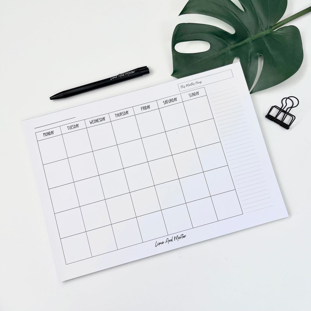 A4 MONTHLY Notepad – Lime And Mortar