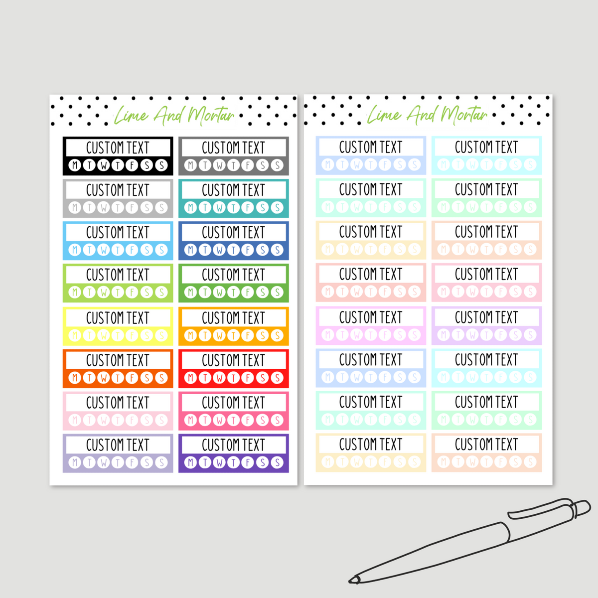 CUSTOM Weekly Habit Stickers – Lime And Mortar