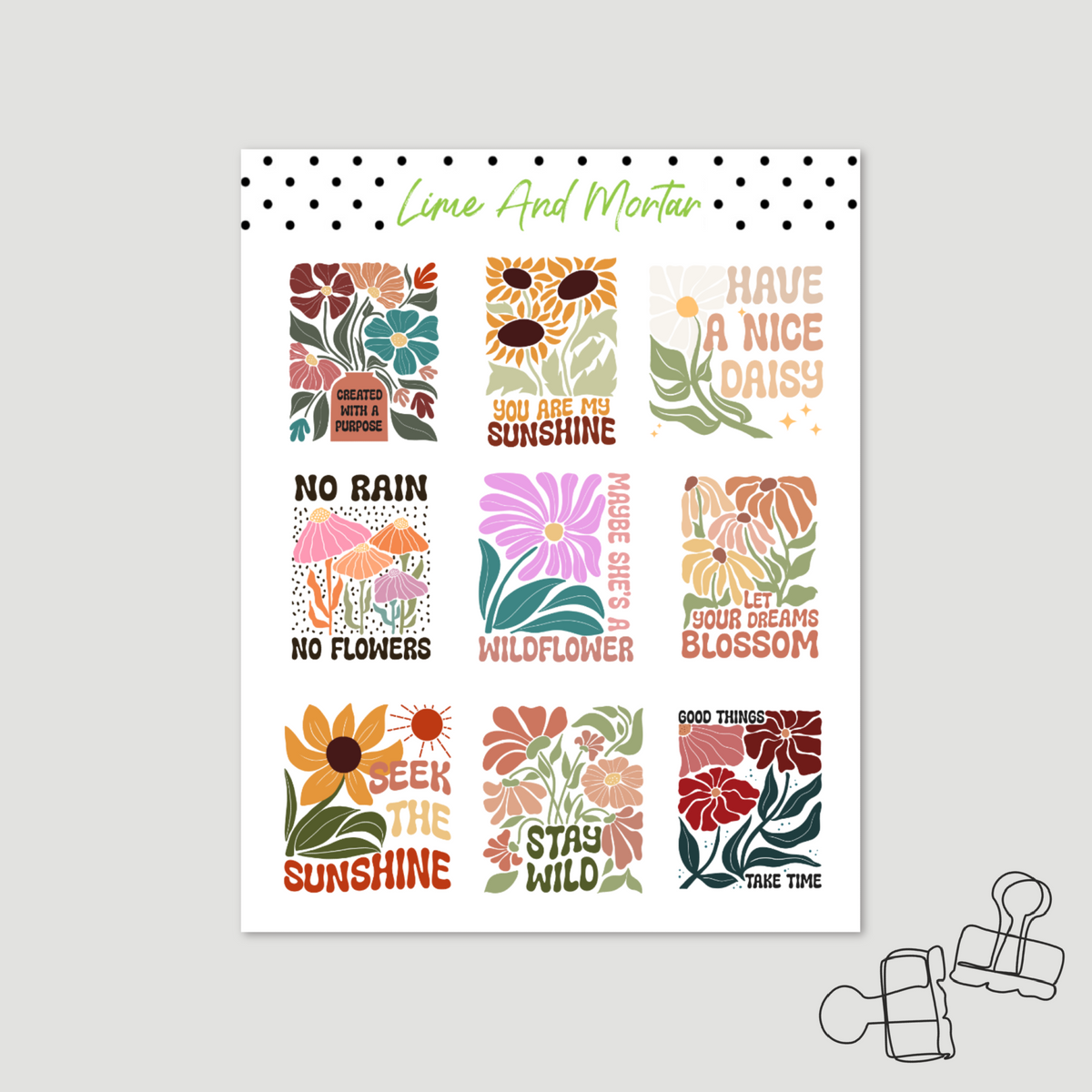Flower QUOTE Stickers – Lime And Mortar