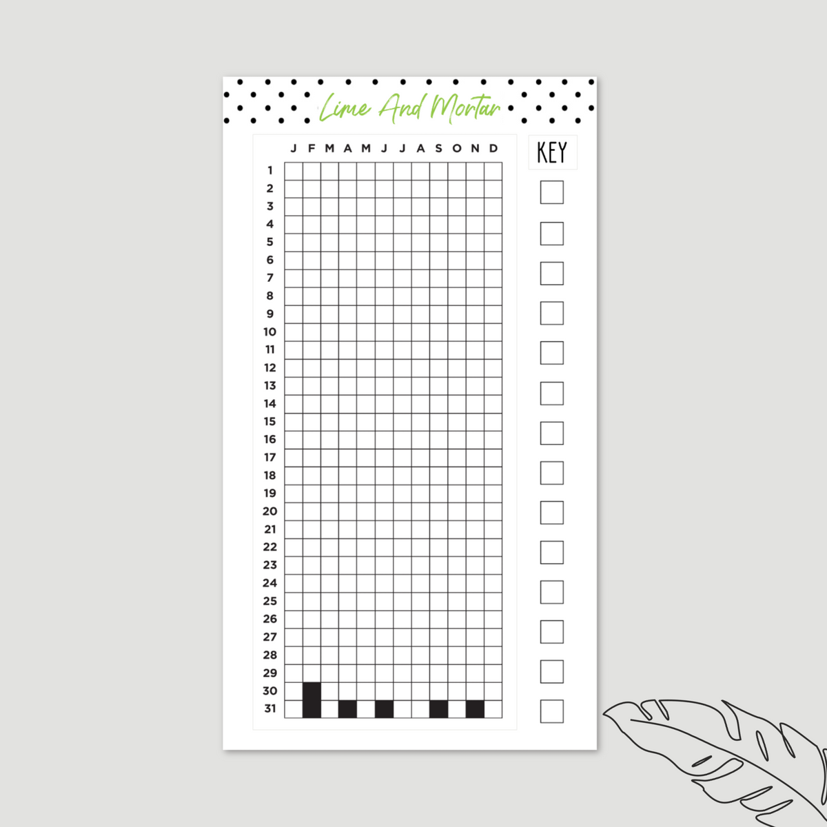 Yearly Tracker Chart Sticker – Lime And Mortar