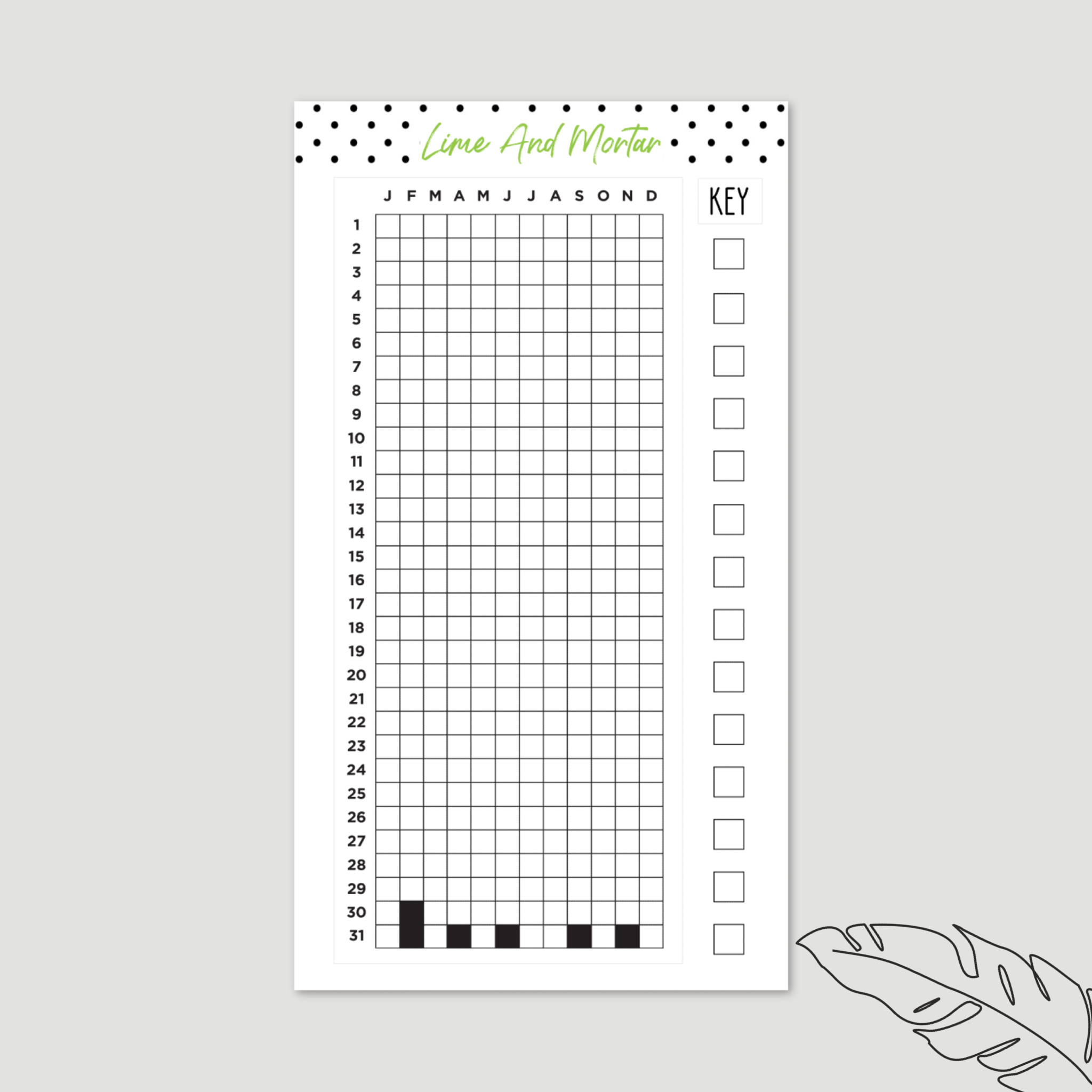 Yearly Tracker Chart Sticker – Lime And Mortar