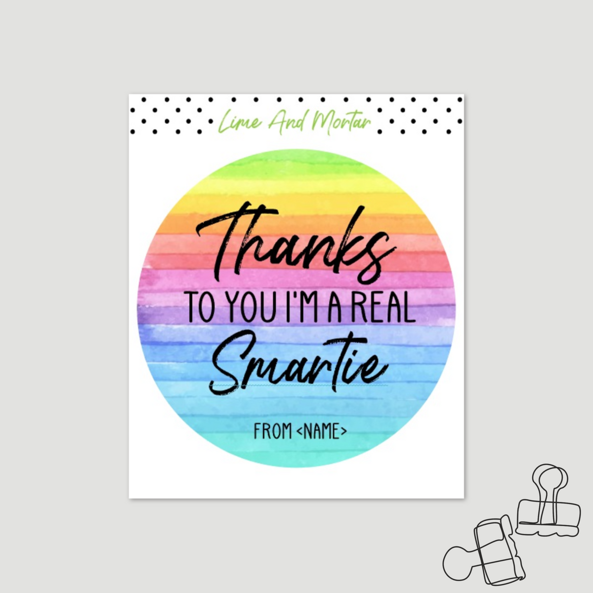 Smartie Label | Teacher Gift – Lime And Mortar