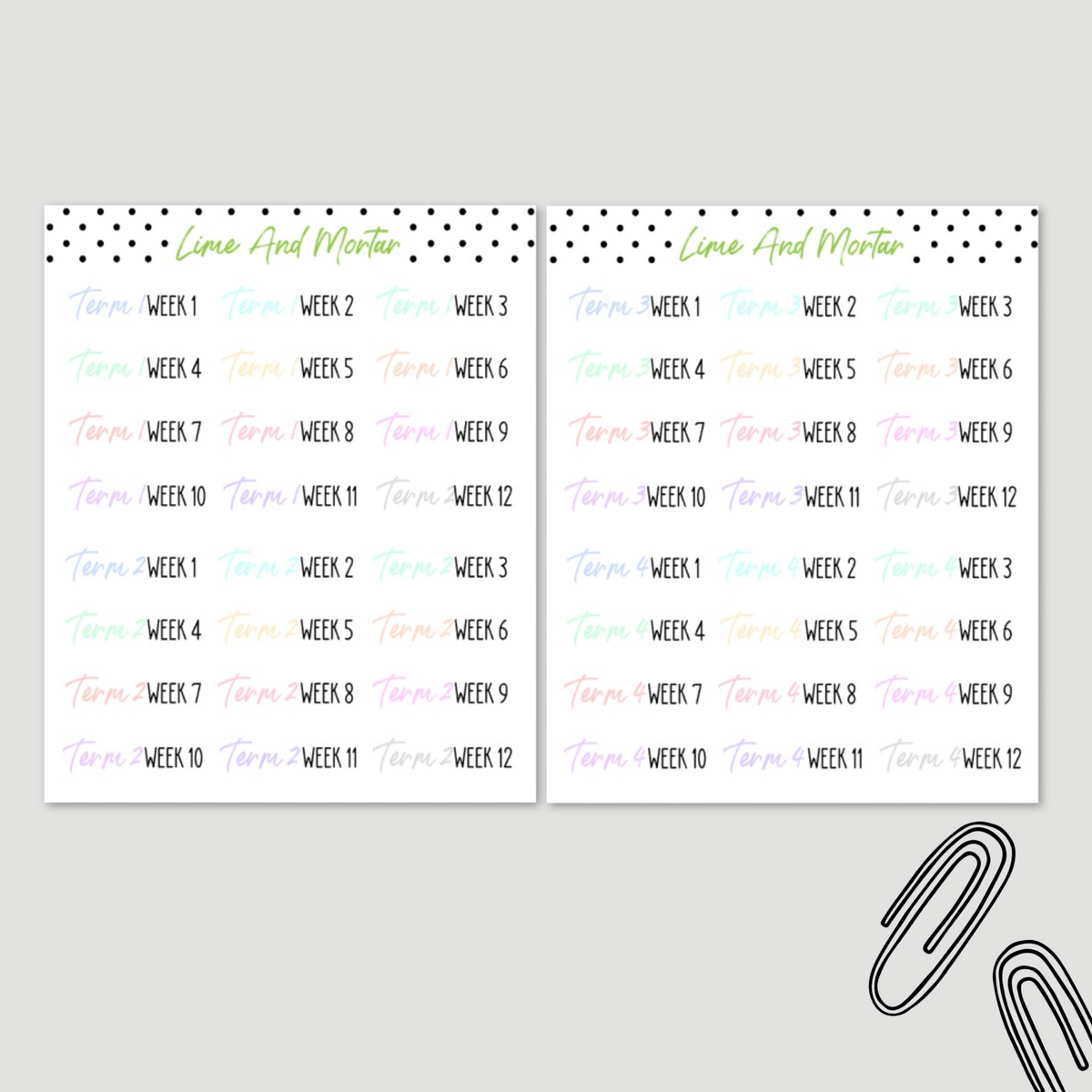 School Term | Brand Font Duo Stickers – Lime And Mortar