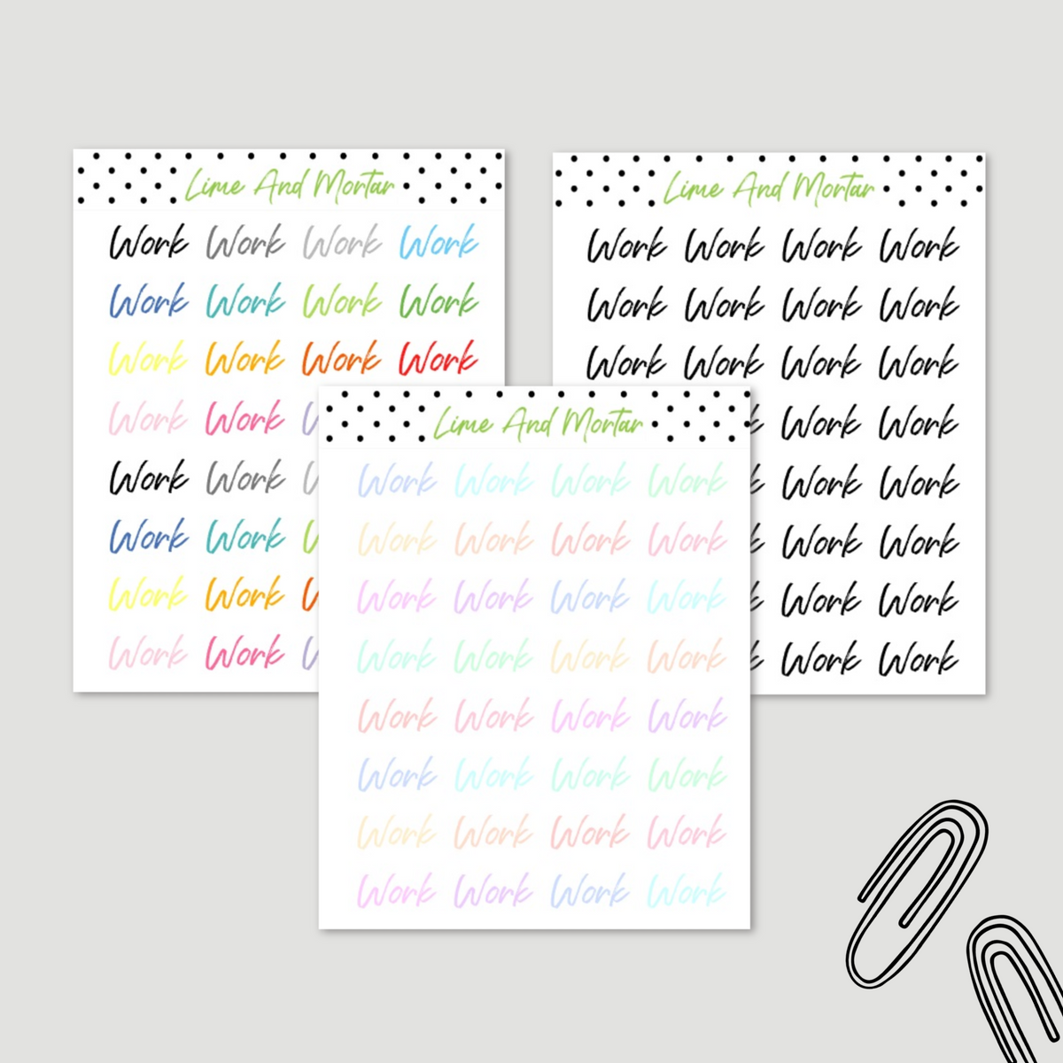 Work | Brand Font Stickers – Lime And Mortar