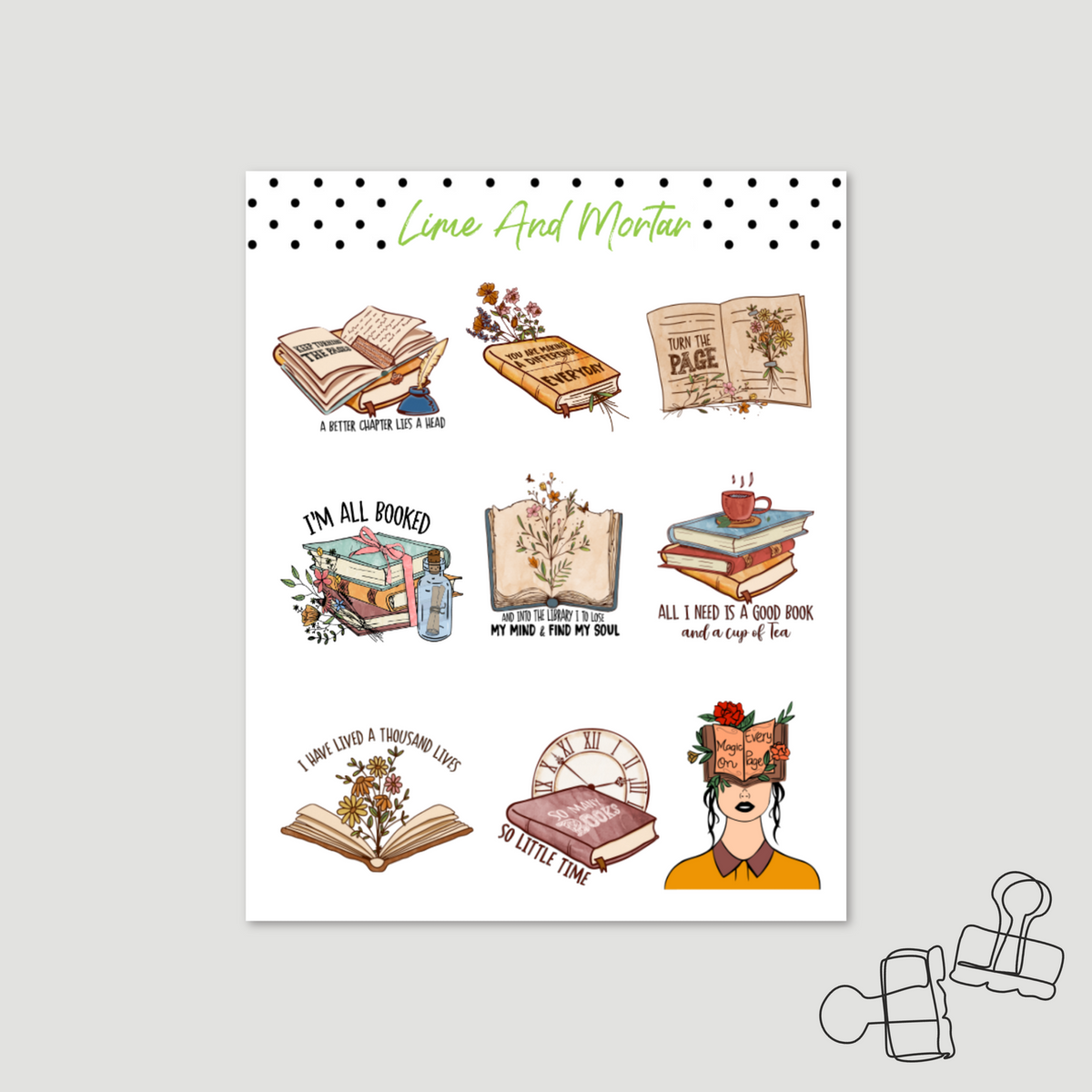 Book Lover QUOTE Stickers – Lime And Mortar