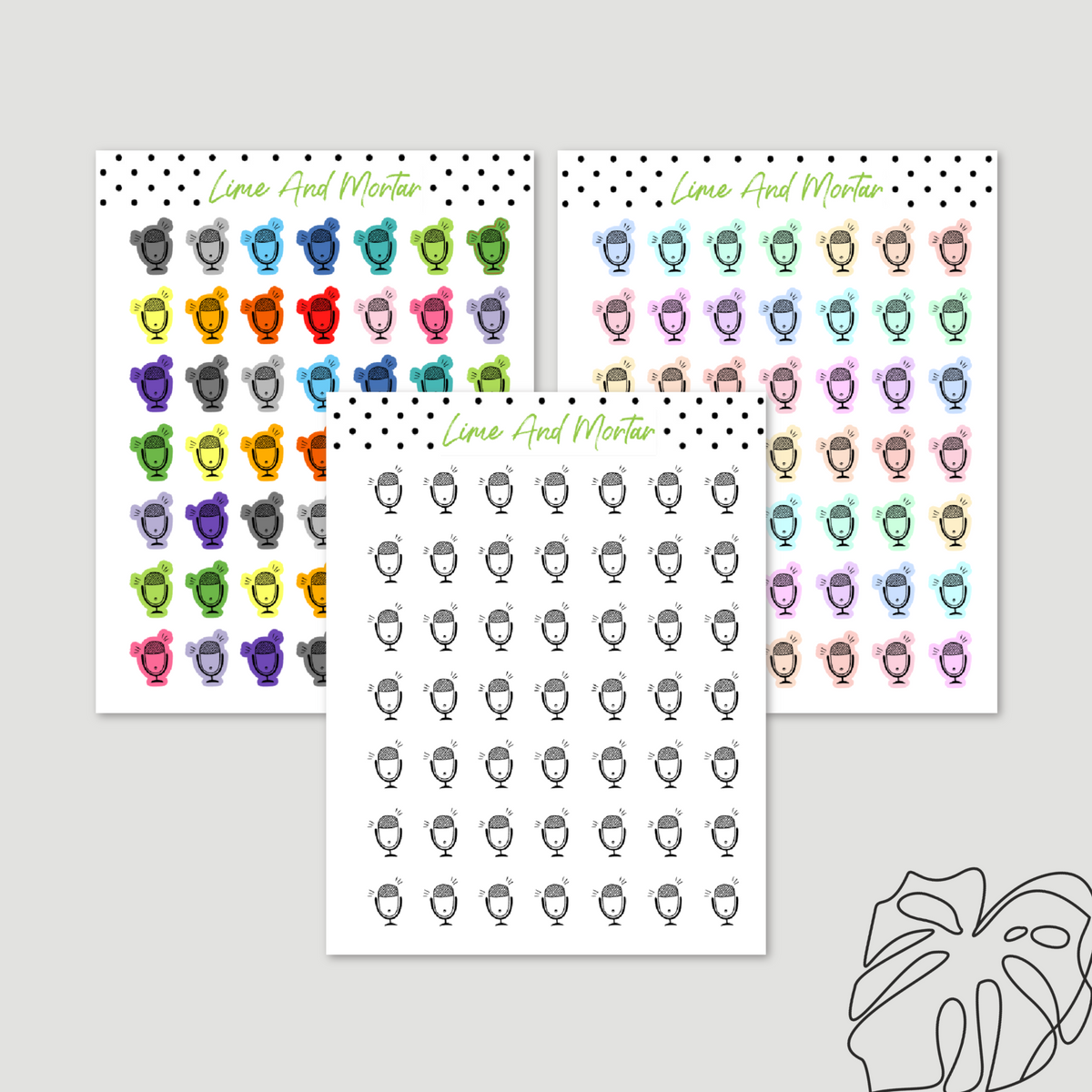 Podcast Microphone Mini Icon Stickers – Lime And Mortar