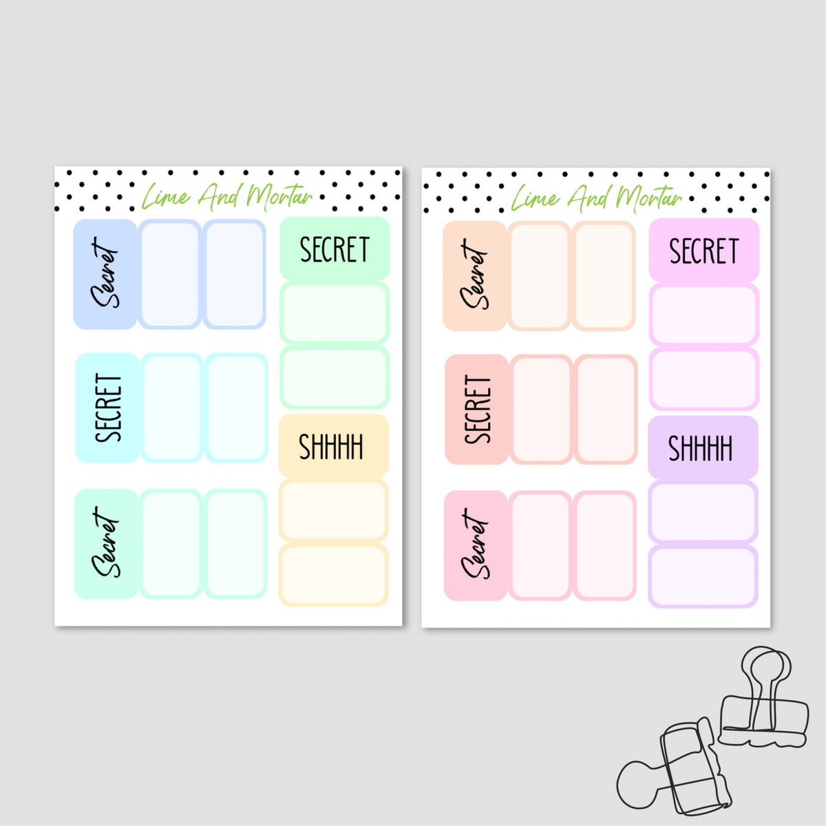 Secret Keeper Folded Stickers | 5 Colours – Lime And Mortar